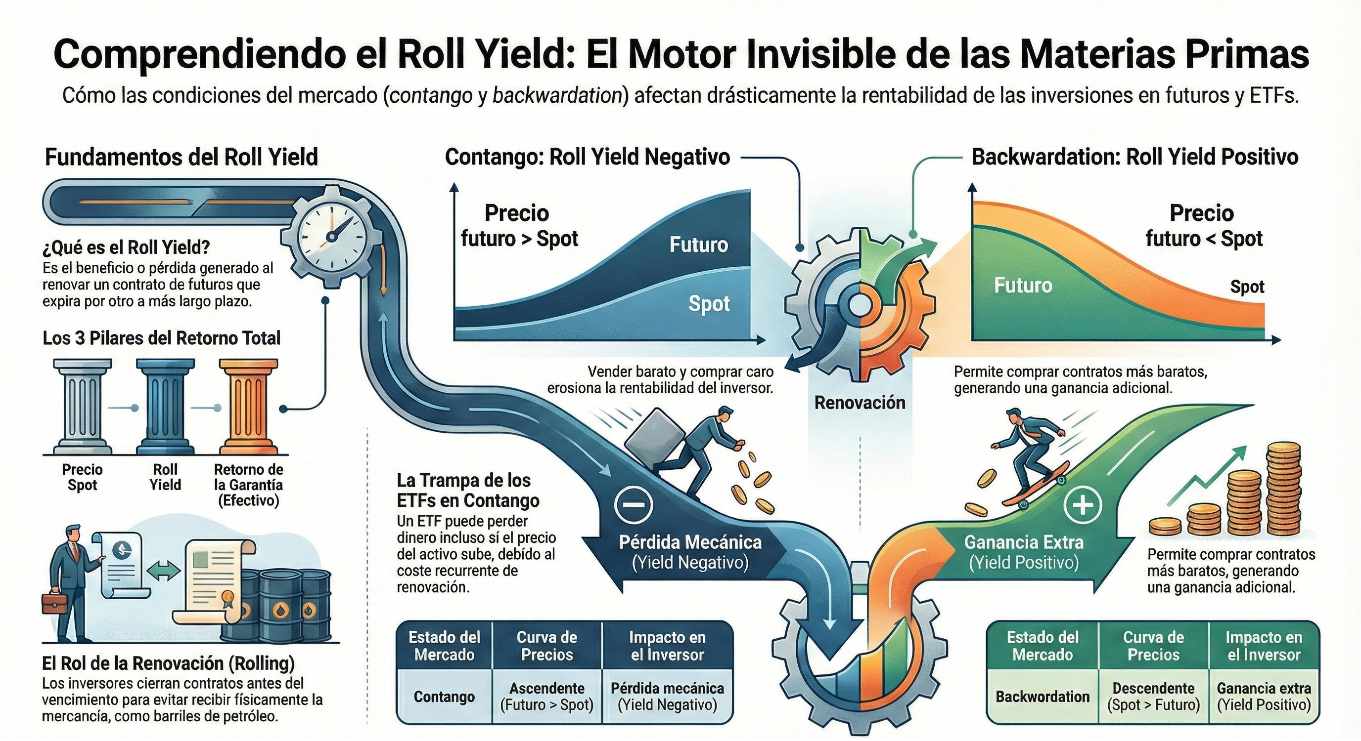 Roll yield en commodities: qué es y por qué afecta a los ETFs | Rankia